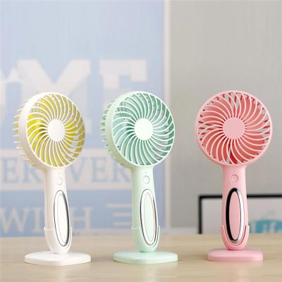 China Outdoor Electric Mini Portable Rechargeable 3-Speed LED Light Smart Handheld Fan for Car/RV Use for sale