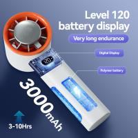 China Portable USB Rechargeable 5-Speed Cooling Fan Transparent Blades Ice Compress Brushless Motor 3-6 Hours Use Household Car Hotel for sale