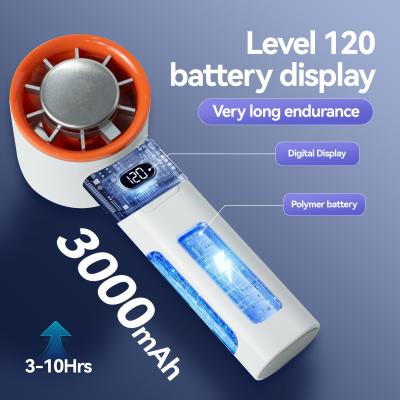 China Portable USB Rechargeable 5-Speed Cooling Fan Transparent Blades Ice Compress Brushless Motor 3-6 Hours Use Household Car Hotel for sale
