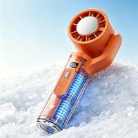 China Factory Wholesale Gimbal Handheld Fan Semiconductor Ice Cooling Flashlight Rotatable Outdoor Portable Fan for sale