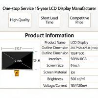 China TFT LCD Display 9 Inches IPS Viewing Angle 50-pin RGB Interface 1024x420 Resolution LED Backlight Vehicle-mounted Device for sale