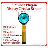 China 0.71 Inch SPI TFT Round LCD Display 160x160 Resolution 12-pin Connector LED Backlight for AI Eye Electronic Pet for sale