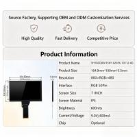 China 7.0 Inch IPS LCD Display 800x600 Resolution RGB Interface 1500 cd/m2 Brightness 50 Pin Connector for sale