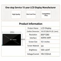 China 10.1-inch Vertical Screen Display with 800*1280 Resolution, 40-pin MIPI Interface, IPS Viewing Angle LCD Display Screen for sale