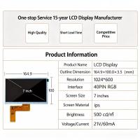 China 7-inch LCD Display with 1024*600 Resolution, Industrial Control Vehicle-mounted LCD IPS Wide Viewing Angle for sale
