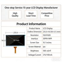China 10.1-inch 30-pin MIPI Interface 1024*600 LCD Screen. Industrial Control Dedicated Display. for sale