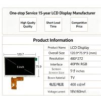 China 4.3 Inch IPS LCD Display 480x272 Resolution 350cd/m2 Brightness TFT Screen Module for sale