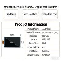 China YD 8 inch 800x1280 Vertical TFT IPS LCD Display 30-pin MIPI 450cd/m2 for Vehicle Mounted Industrial Use for sale