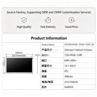 China 10.1 Inch IPS Display 720x1280 Resolution MIPI Interface 400 Lumen 30 Pin Connector for sale