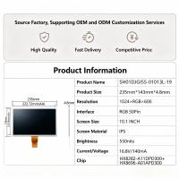 China 10.1 Inch IPS LCD Display 1024x600 RGB Interface 550 cd/m² Brightness 50 Pin Connector for sale
