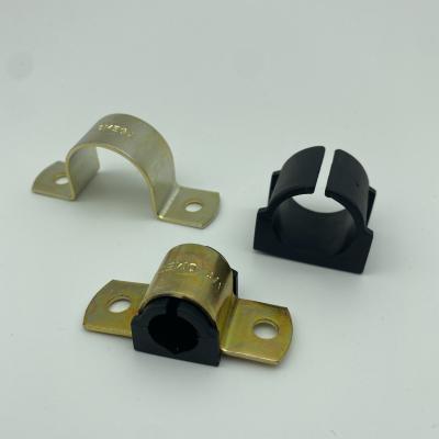 China Manufacturer Two Hole Galvanized Steel 1/2'' Omega Rubber Cushion Clamps for sale