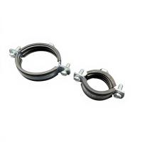 China Electrical Zinc Plated Pipe Clamp with Black Rubber Lining EPDM and M8+M10 Connecting Nut for sale