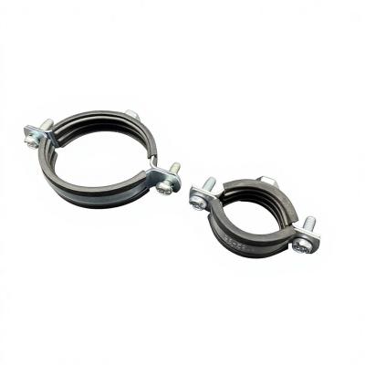 China Electrical Zinc Plated Pipe Clamp with Black Rubber Lining EPDM and M8+M10 Connecting Nut for sale
