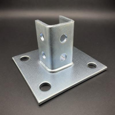 China Channel Fitting Robot Welding 12Holes Unistrut Post Base Brackets for sale