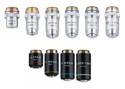 China Infinity 195mm 160mm Achromatic Lens Microscope Objectives Metallurgical for sale
