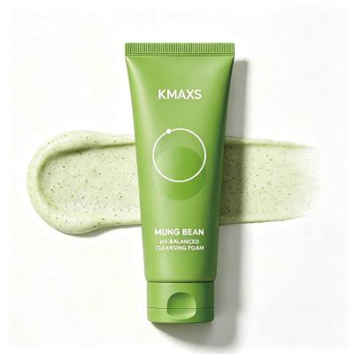 China Mung Bean PH Balanced Face Wash Cleanser Foam Gentle Amino Acid Exfoliating for sale