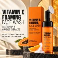 China Vitamin C Foaming Facial Cleanser with Silicone Brush for Brighter Skin for sale