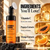 China Vitamin C Foaming Facial Cleanser with Silicone Brush for Brighter Skin for sale