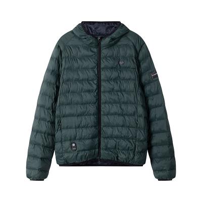 China Men's Lightweight Down Puffer Jacket with USB-powered Heating Water-resistant Windproof Hood for sale