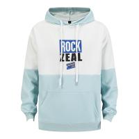 China Men's Colorblock Hoodie with Rock Zeal Graphic Print in Soft Cotton-Polyester Blend and Kangaroo Pocket for sale