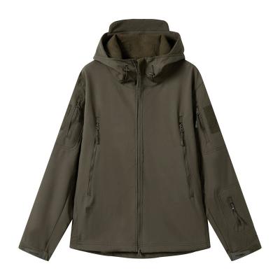 China Windproof Fleece Lined Camouflage Hunting Jacket with Adjustable Hood for Tactical Outdoor Use for sale