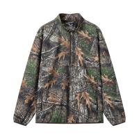 China Men's Realistic Woodland Camouflage Hunting Jacket with 100% Polyester Shell and Fleece-Lined Warmth Quarter Zip Pullover for sale