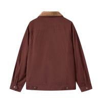 China Chestnut Brown Corduroy Shell Sherpa Lined Trucker Jacket with Snap Front Closure for sale