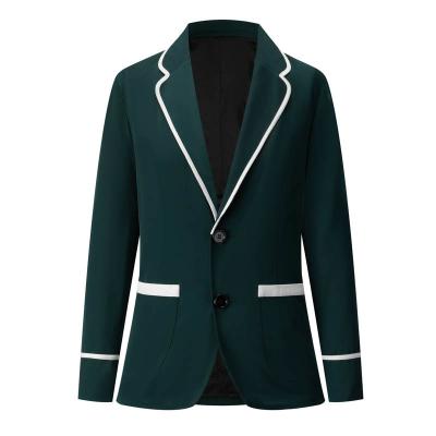 China Girls' School Uniform Set with Dark Green Blazer, Plaid Pleated Skirt, and Wrinkle-Resistant Fabrics for sale