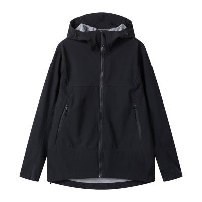 China Men's 100% Polyester Softshell Jacket with Adjustable Hood and Windproof Design for School for sale