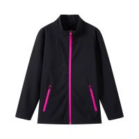 China Softshell Jacket with Neon Contrast Zippers, Fleece Backing, and Light Water-Repellent for Outdoor Wear for sale
