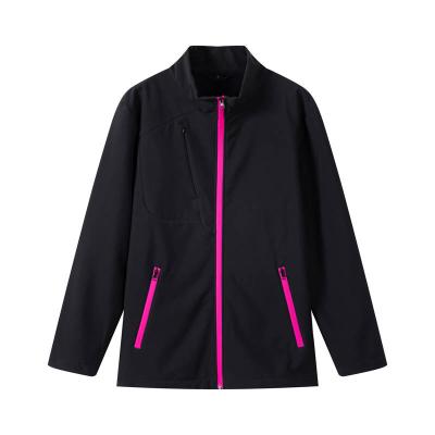 China Softshell Jacket with Neon Contrast Zippers, Fleece Backing, and Light Water-Repellent for Outdoor Wear for sale