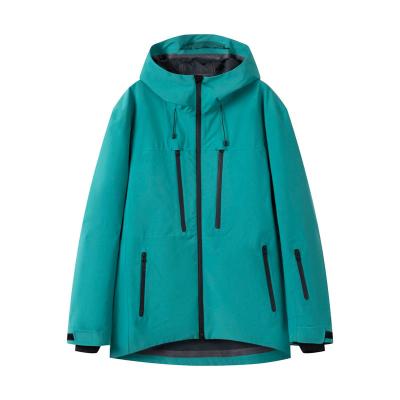 China Men's Teal Waterproof Ski Shell Jacket with Powder Skirt and Wind Protection for Snowboarding for sale