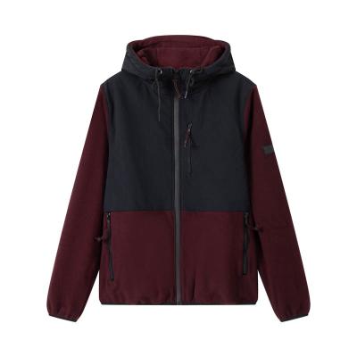 China Men's Wind-Resistant Fleece Hooded Jacket with Soft Brushed Fleece Body and Colorblock Design for sale