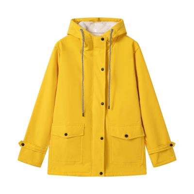 China Faux-Sherpa Lined Wind-Resistant Hooded Parka in Sunflower Yellow Winter Jacket for sale