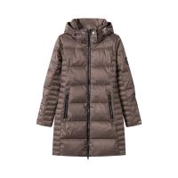 China Women's Long Hooded Lightweight Puffer Coat - Wind-Resistant Heavy Winter Jacket in Coffee Brown for sale