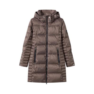 China Women's Long Hooded Lightweight Puffer Coat - Wind-Resistant Heavy Winter Jacket in Coffee Brown for sale
