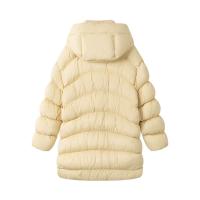 China Light Butter Yellow Wavy Placket Heavy Winter Jacket with Lightweight Synthetic Padding and Detachable Hood for sale