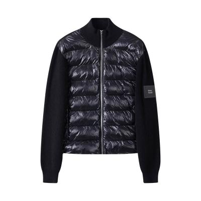 China Men's Hybrid Knit Bomber Jacket with Lightweight Synthetic Padding and Ribbed Stand Collar for sale