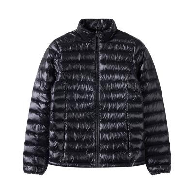 China Men's Ultra Light Shiny Black Wind-Resistant Down Jacket Packable Puffer Jacket for sale