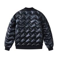 China Men's Glossy Black Chevron Quilted Puffer Bomber Jacket with Regular Fit for Urban Wear for sale