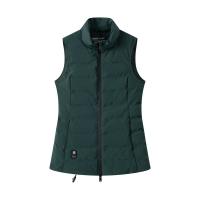China Women's Dark Green USB Heated Padded Vest with Slim Longline Fit and Built-in Heating System for sale