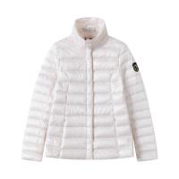 China Women's Lightweight Down Jacket with Stand Collar Snap Cuffs in Off-White for sale