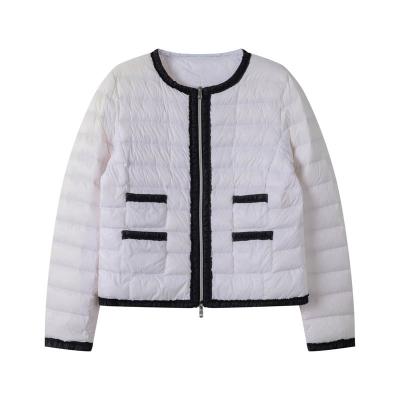 China Women's Lightweight Down Jacket with Woven Polyester Shell and Contrast Trim in Short Length for sale