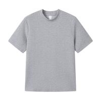 China Textured Knit Crew Neck Tee in Light Grey Melange - Cotton-Rich Blend T Shirt for Everyday Comfort for sale