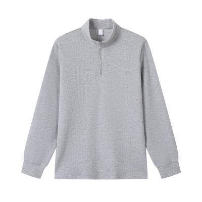 China Micro-waffle Texture Quarter Zip Mock Neck Shirt with Relaxed Straight Fit for Multi-season Layering for sale
