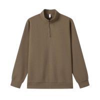 China Waffle Knit Quarter-Zip Mock Neck Shirt - Breathable Long Sleeve Top for Men for sale