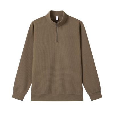 China Waffle Knit Quarter-Zip Mock Neck Shirt - Breathable Long Sleeve Top for Men for sale