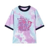 China Pastel Tie-Dye T-Shirt with Contrast Rib Trim and Graphic Print - Unisex Basic Tee for sale