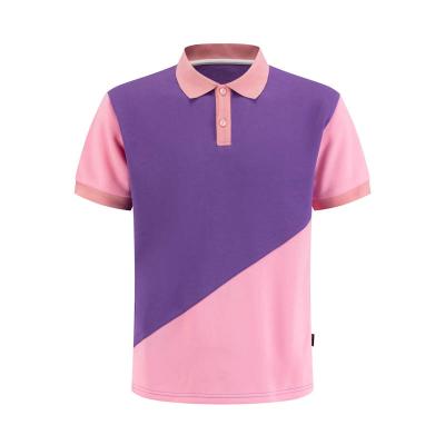 China Unisex Colorblock Piqué Polo Shirt with Breathable Knit and Diagonal Panel for sale