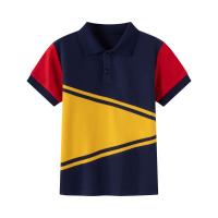 China Breathable Piqué Classic Polo Shirt with Bold Tri-Color Blocking and Diagonal Geometric Panel for sale